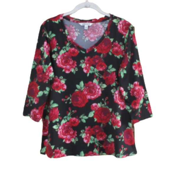 The Pioneer Woman | Tops | The Pioneer Woman Black Floral Print 34 ...